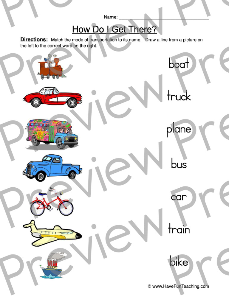 Transportation Worksheet 1 Preview | PDF