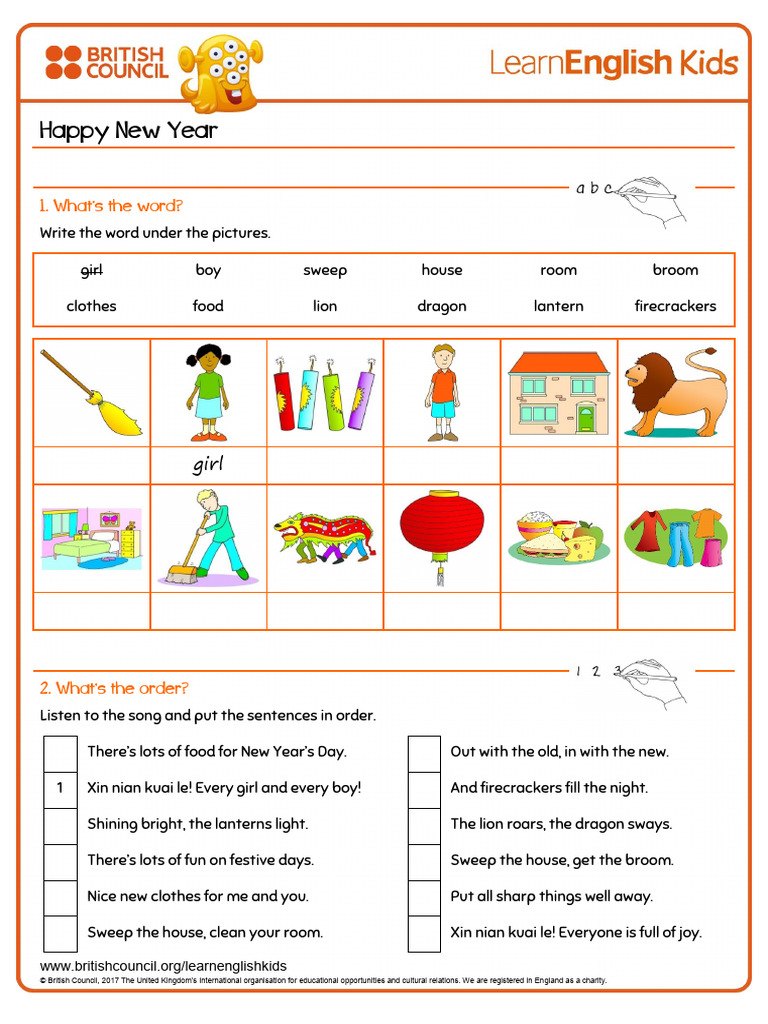 Songs Happy New Year Worksheet | PDF | Religious Festivals ...