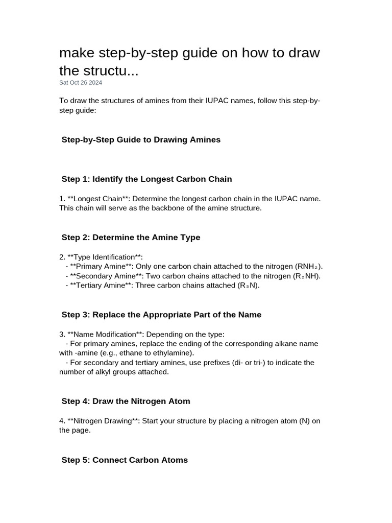 Drawing Structures of Amines | PDF | Amine | Molecules