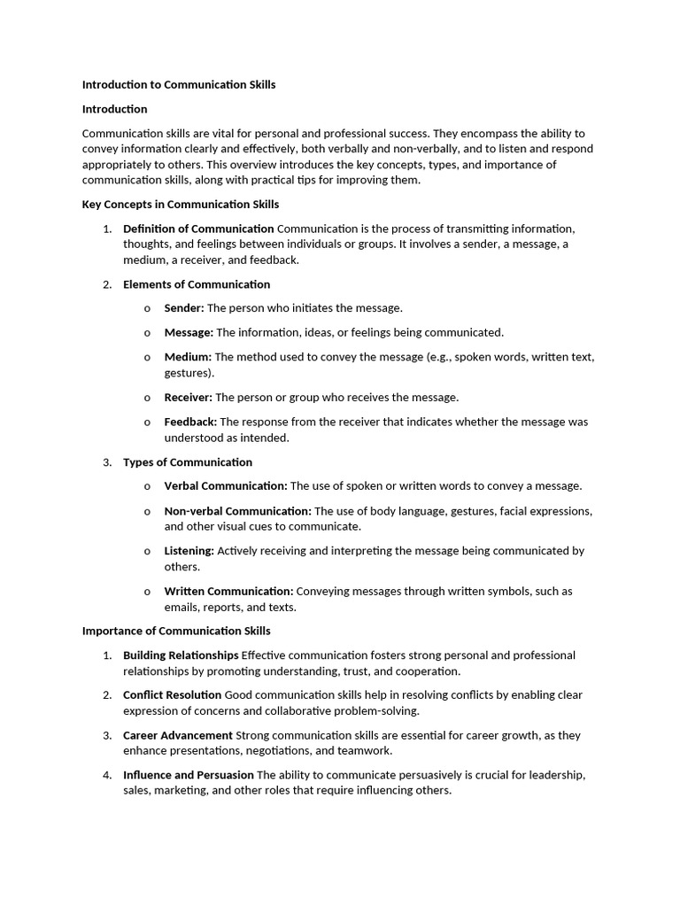 Introduction To Communication Skills | PDF | Communication | Nonverbal ...