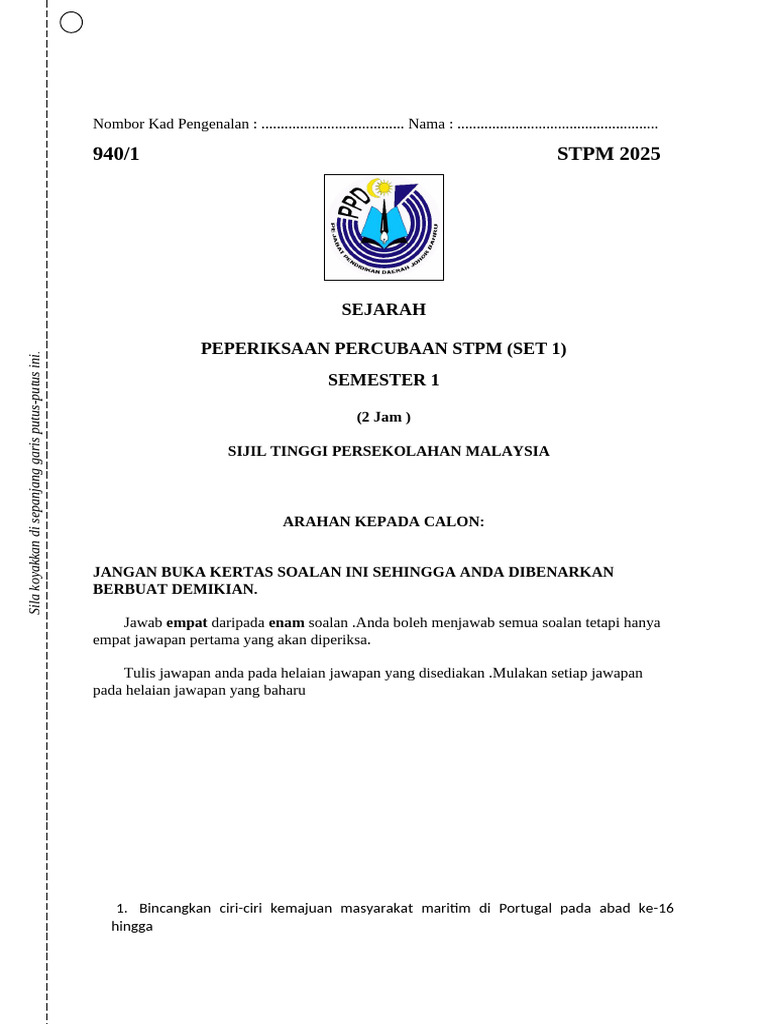 Sejarah STPM | PDF