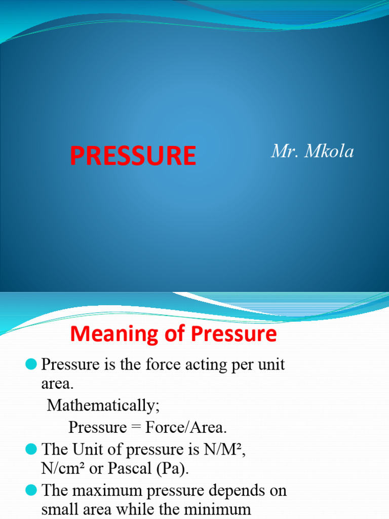 3. Pressure | PDF | Pressure | Gases