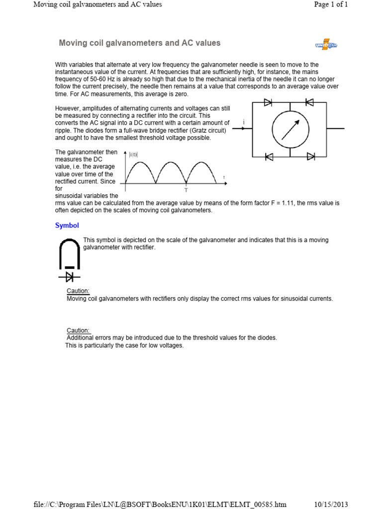 Measuring AC Values with Galvanometers | PDF