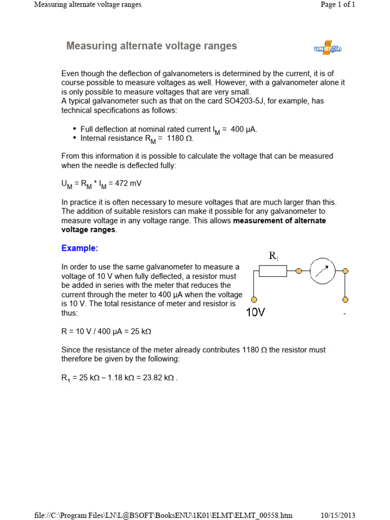 Measuring Voltage with Galvanometers | PDF
