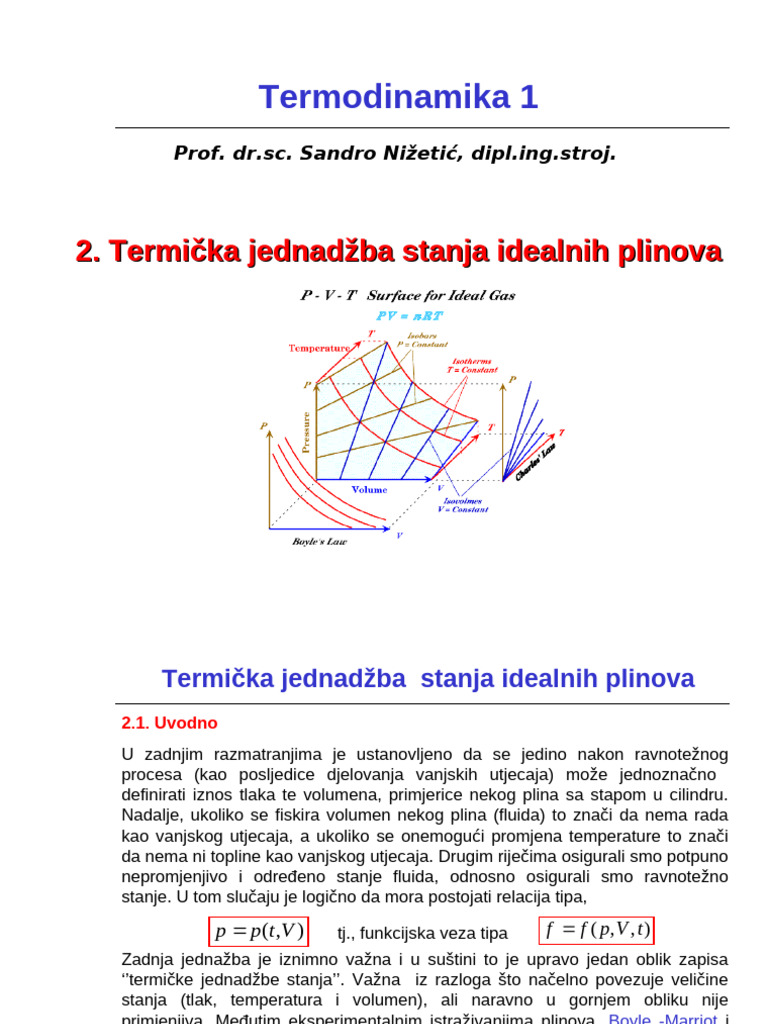 2 - Termicka Jednadzba Stanja Idealnih Plinova | PDF