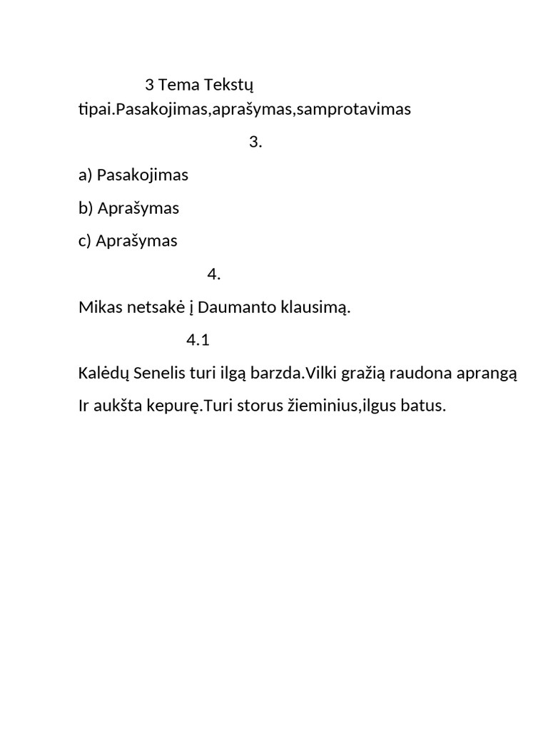 3 Tema Tekstų Tipai Lietuviu Kalba | PDF