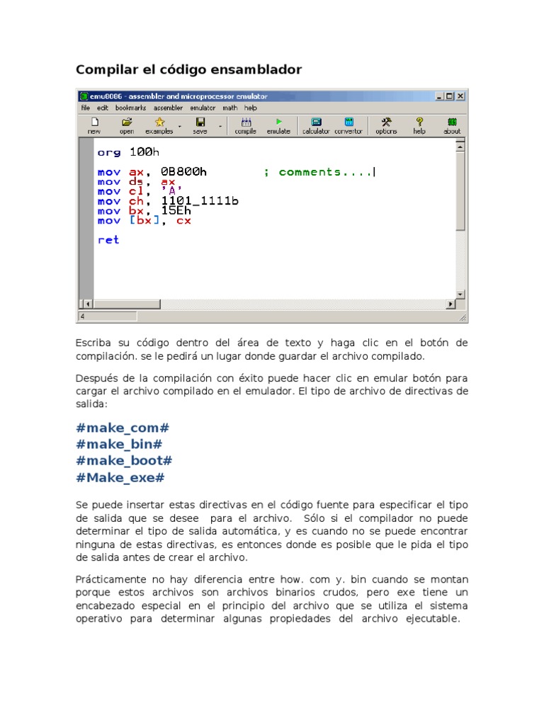 Compilar El Código Ensamblador | PDF | Compilador | Archivo de computadora