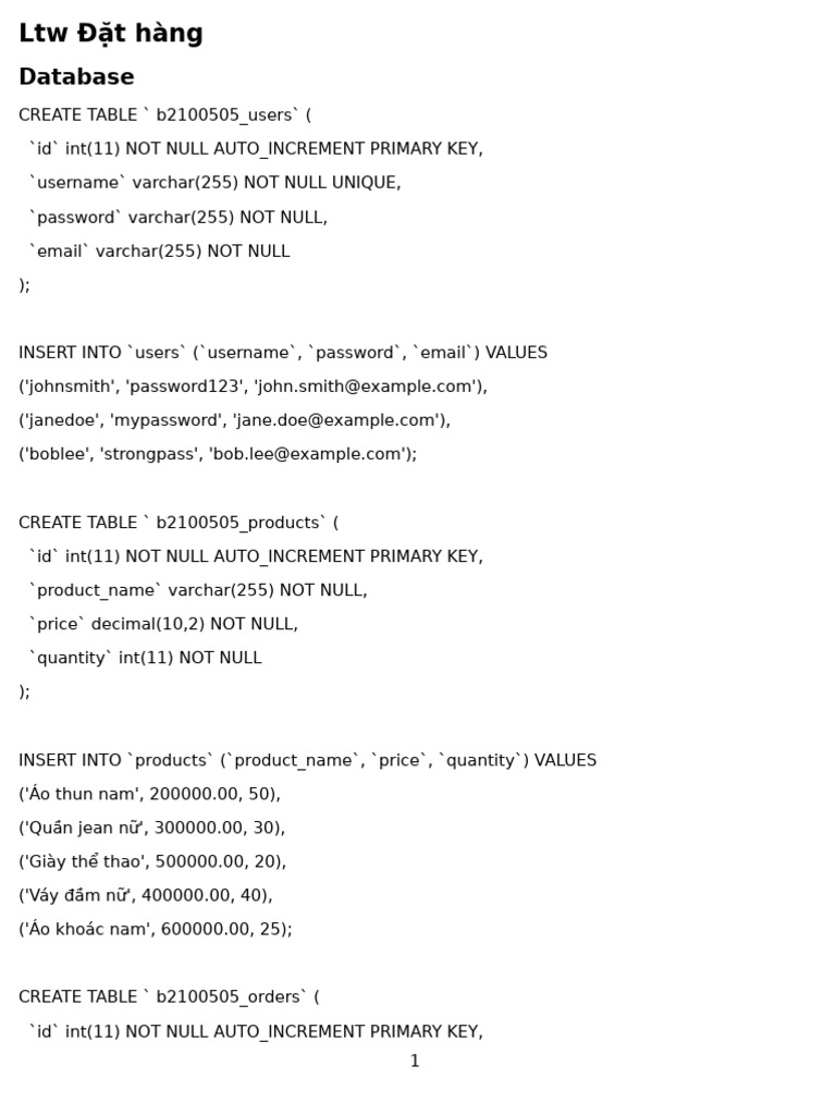 LTW Đặt Hàng | PDF