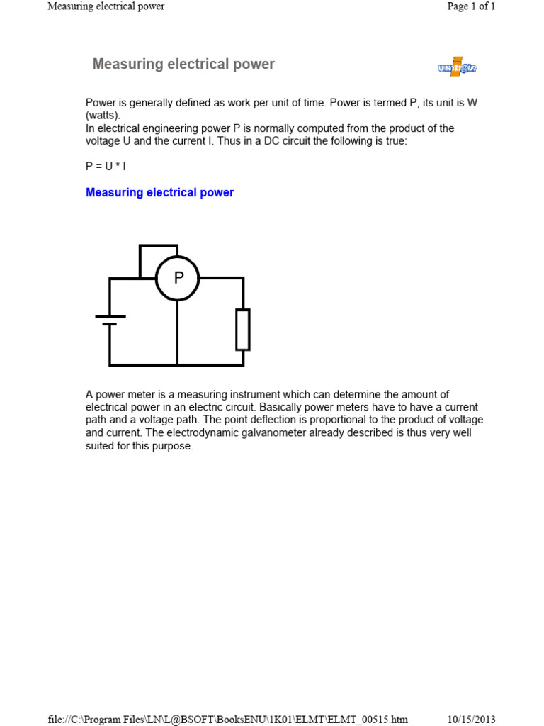 01-Measuring Electrical Power | PDF