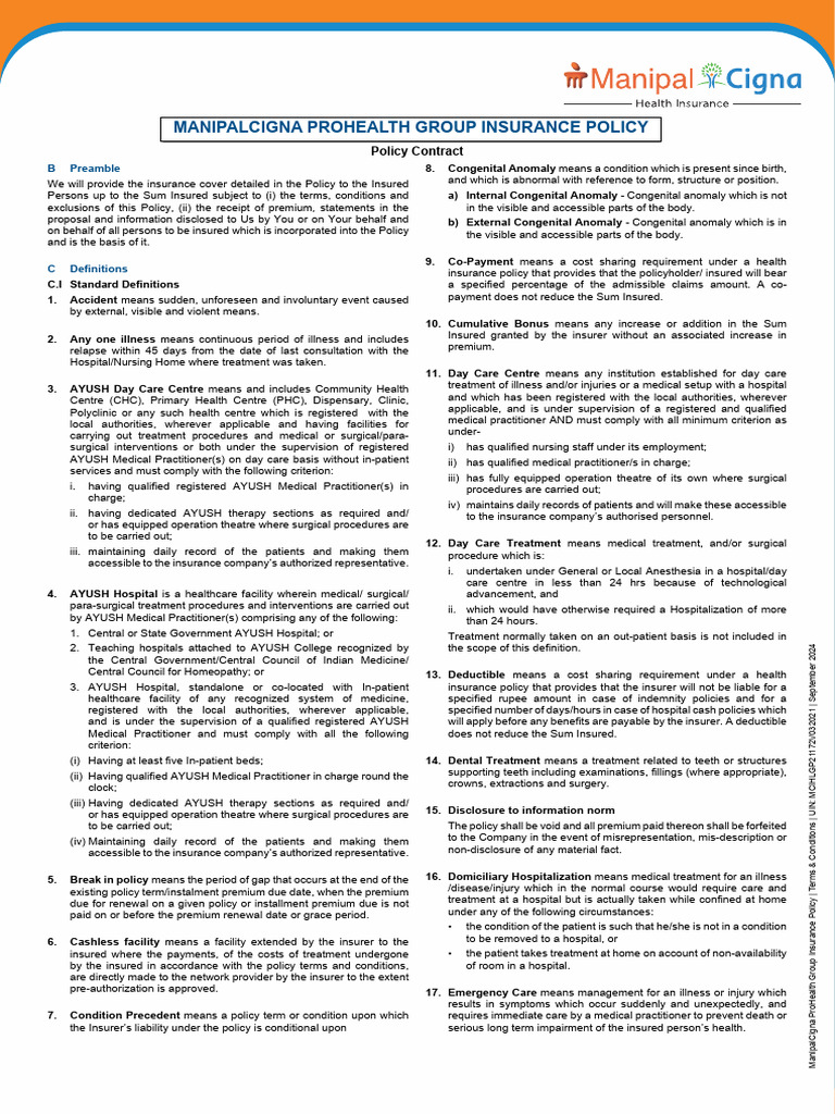 Group Health Insurance Terms | PDF | Insurance | Medicine