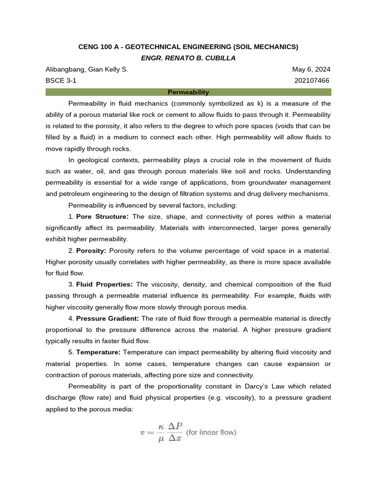 ALIBANGBANG_PERMEABILITY REPORT | PDF | Permeability (Earth Sciences ...