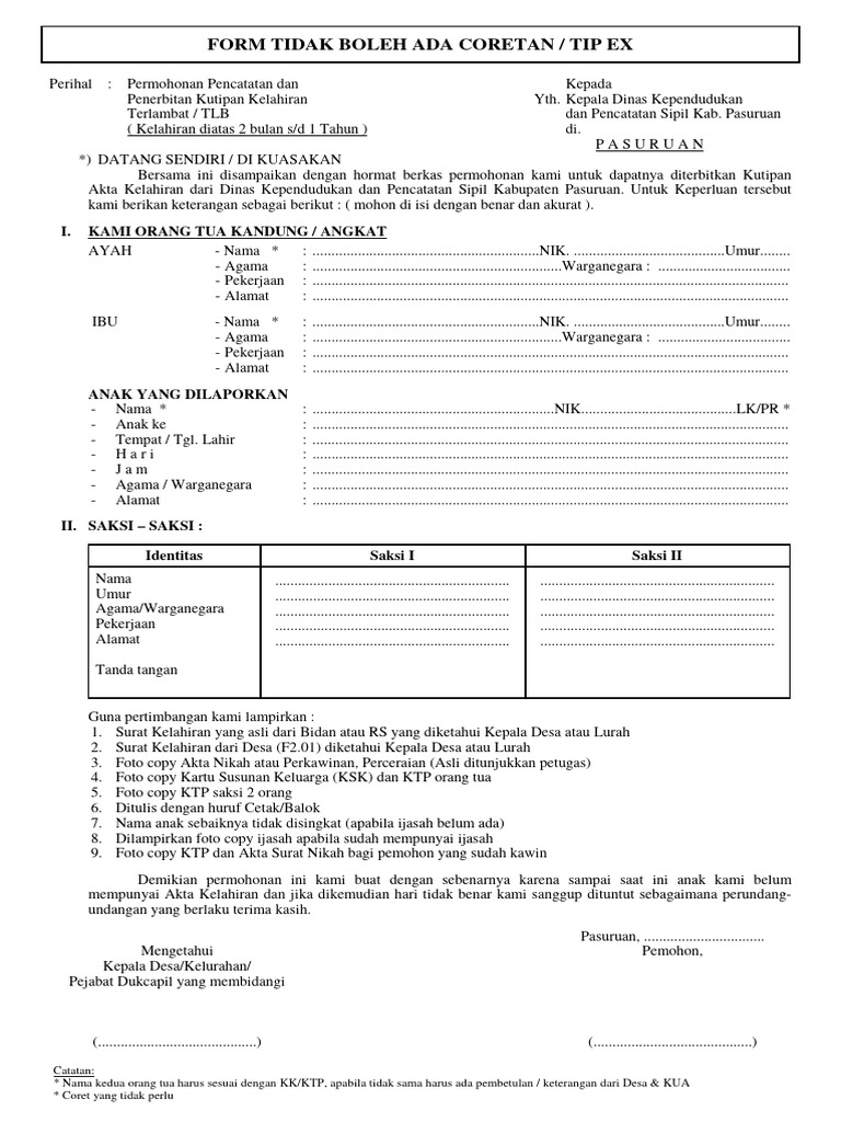 Form Permohonan TLB | PDF