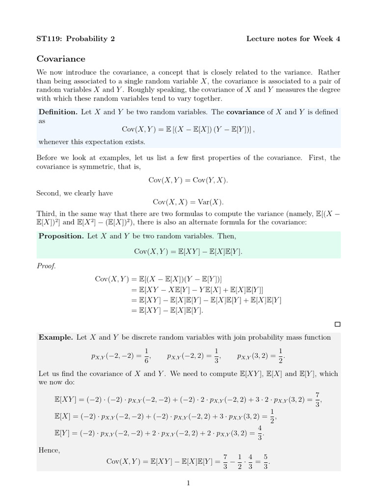 lectures_week4 | PDF | Variance | Covariance