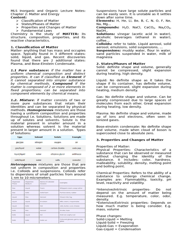 MLS-Inorganic-Organic-Chemistry-Lecture-Notes-2 | PDF | Mixture ...
