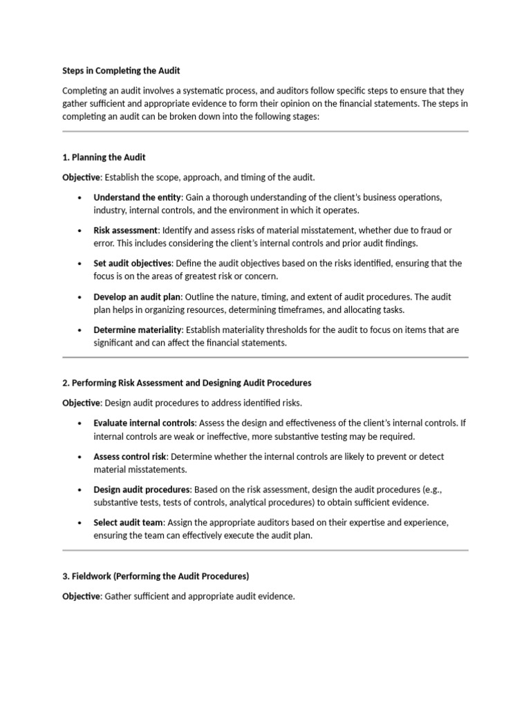 Steps-in-Completing-the-Audit | PDF | Audit | Auditor's Report