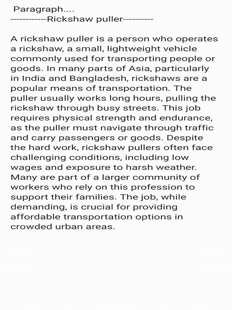 Rickshaw Puller | PDF