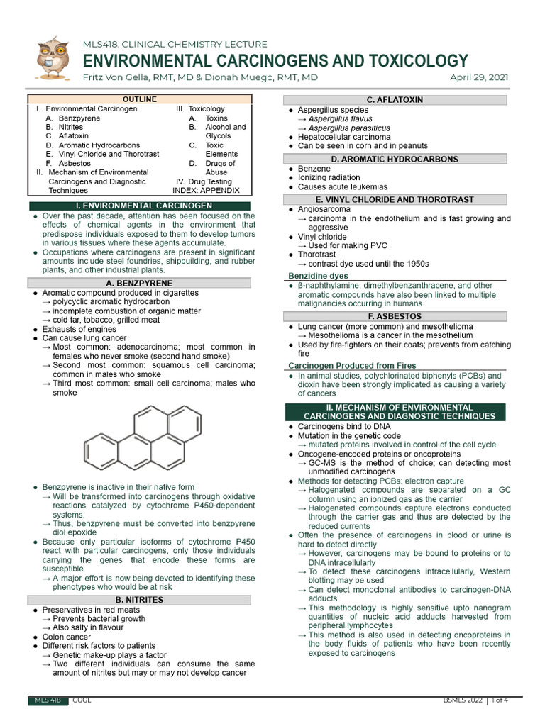 Environmental Carcinogens & Toxicology | PDF | Carcinogen | Morphine