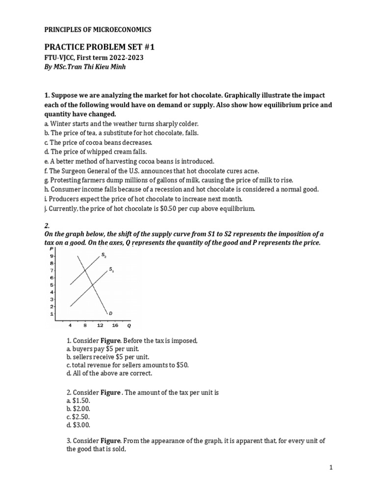KTEE201 Practice Problem Set1 | PDF | Demand | Taxes