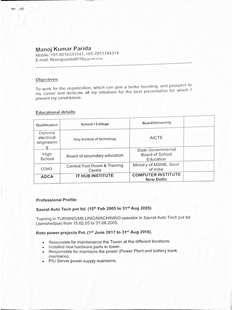 Resume Manoj | PDF