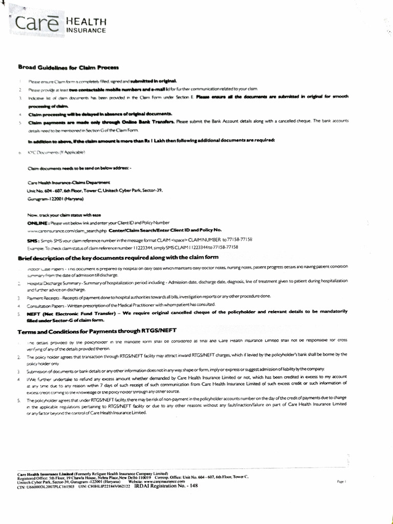 Insurance Clam Form | PDF