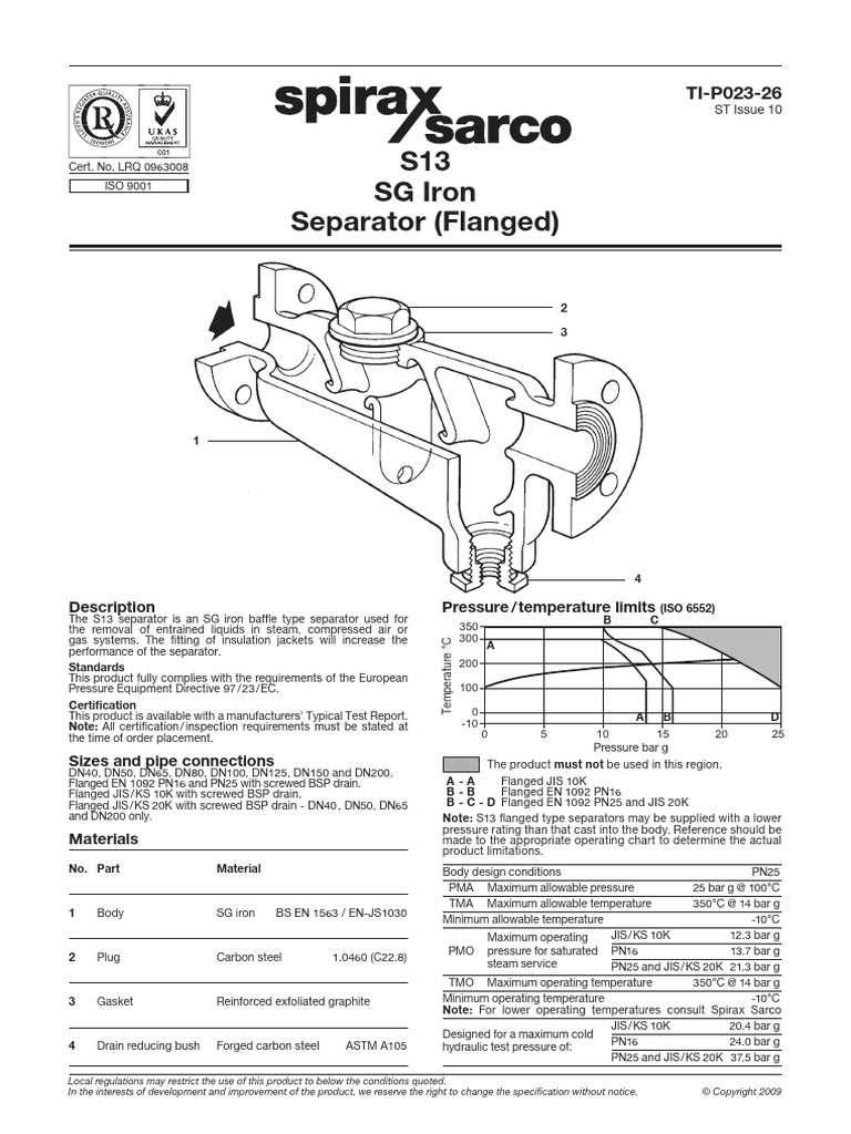 p023 - 26 - Ficha Tecnica Separador de Humedad S13 | PDF | Materials