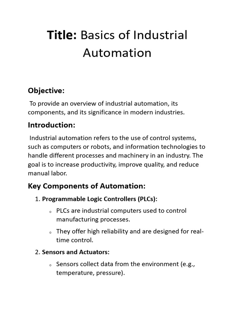Industrial Automation Overview | PDF | Automation | Programmable Logic Controller