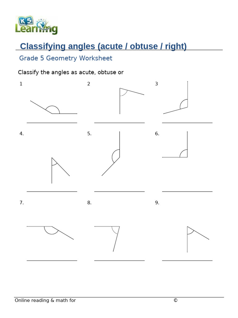 Classifying Angles Worksheet | PDF