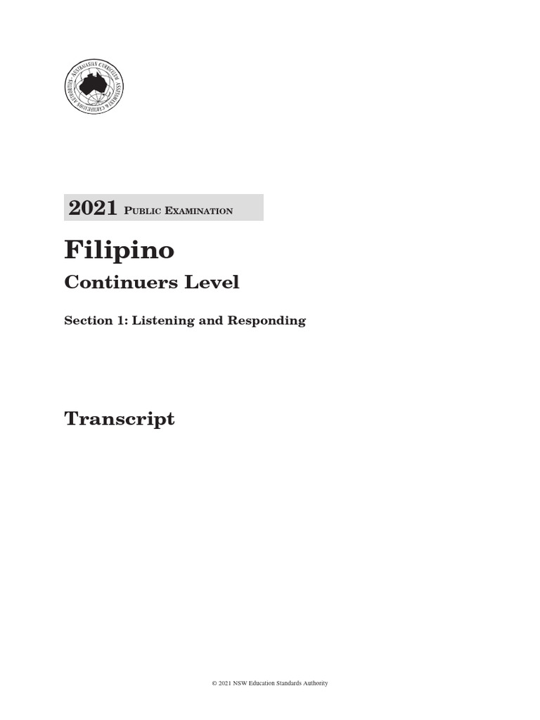 2021 Filipino Transcript | PDF
