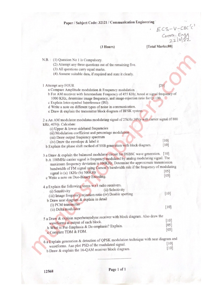 Semester-5 2022 December Communication-Engineering | PDF