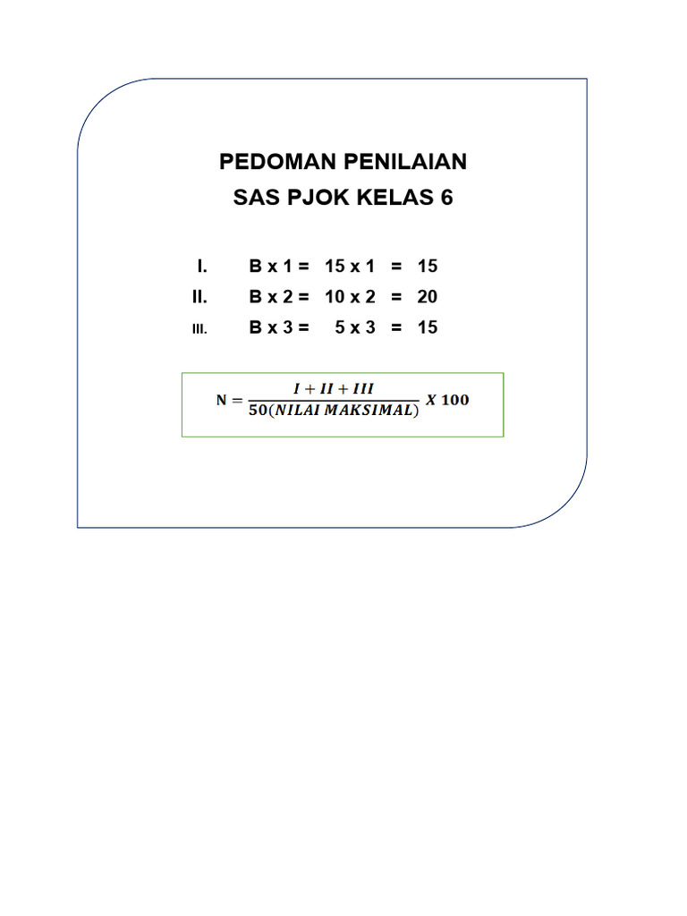 4. PEDOMAN PENILAIAN SAS PJOK KELAS 6.docx - Google Dokumen | PDF