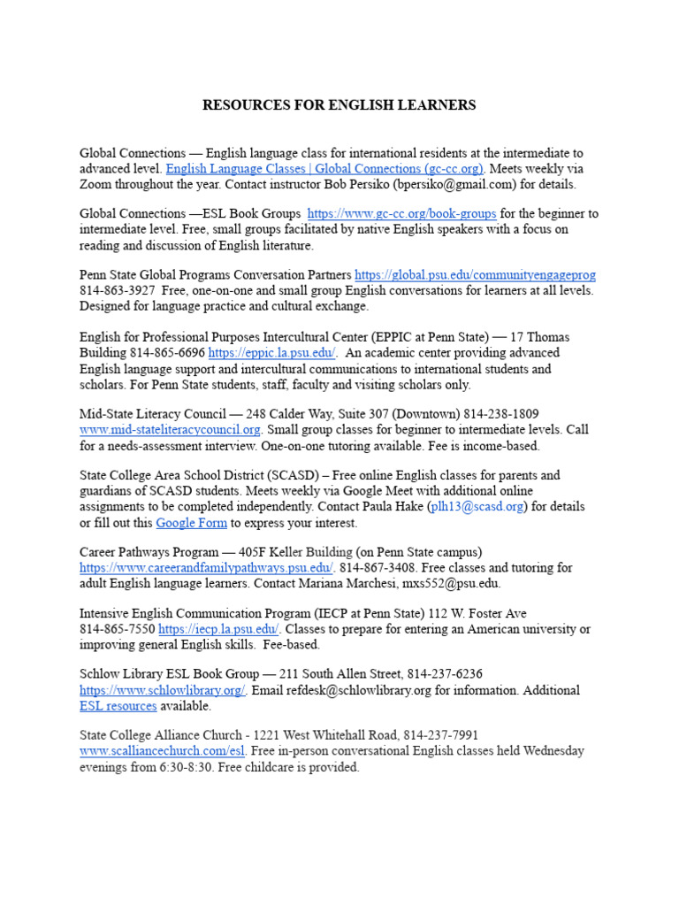 English Language Resources - CROSWELL | PDF | English As A Second Or ...