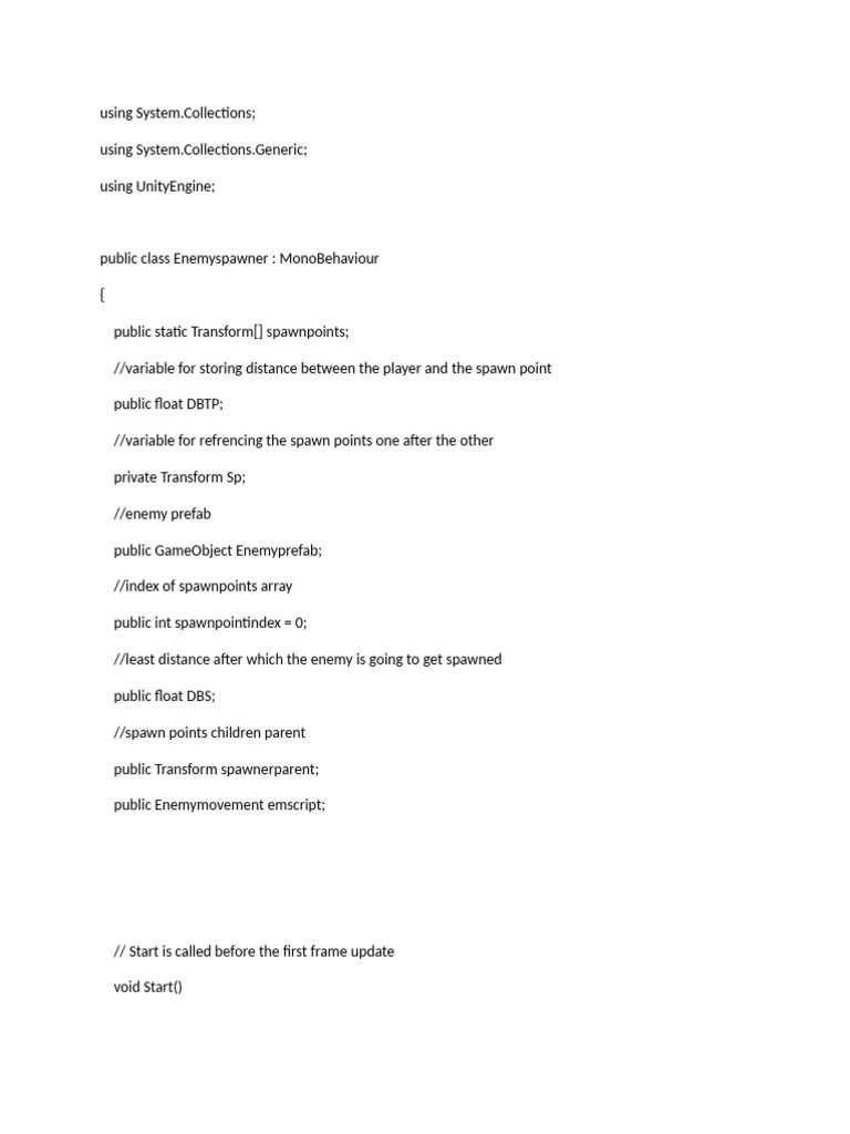 Enemy Spawner Script 1 | PDF