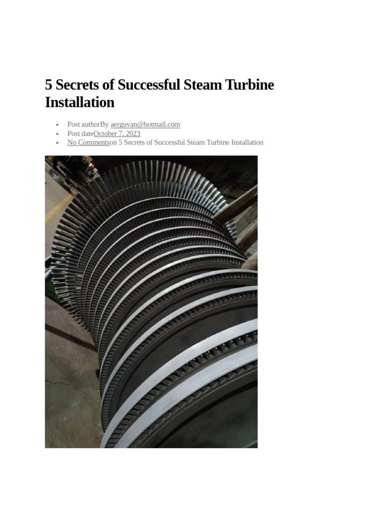 5 Secrets of Successful Steam Turbine Installation | PDF | Cogeneration ...