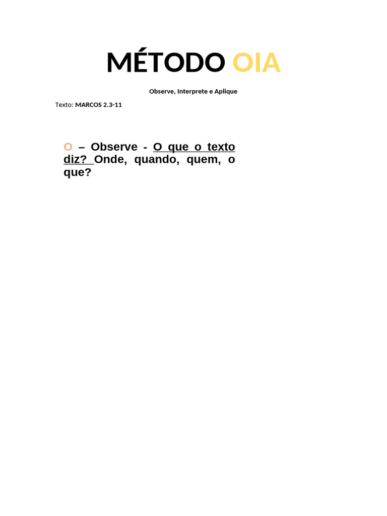 Método OIA: Estudo Bíblico Prático | PDF
