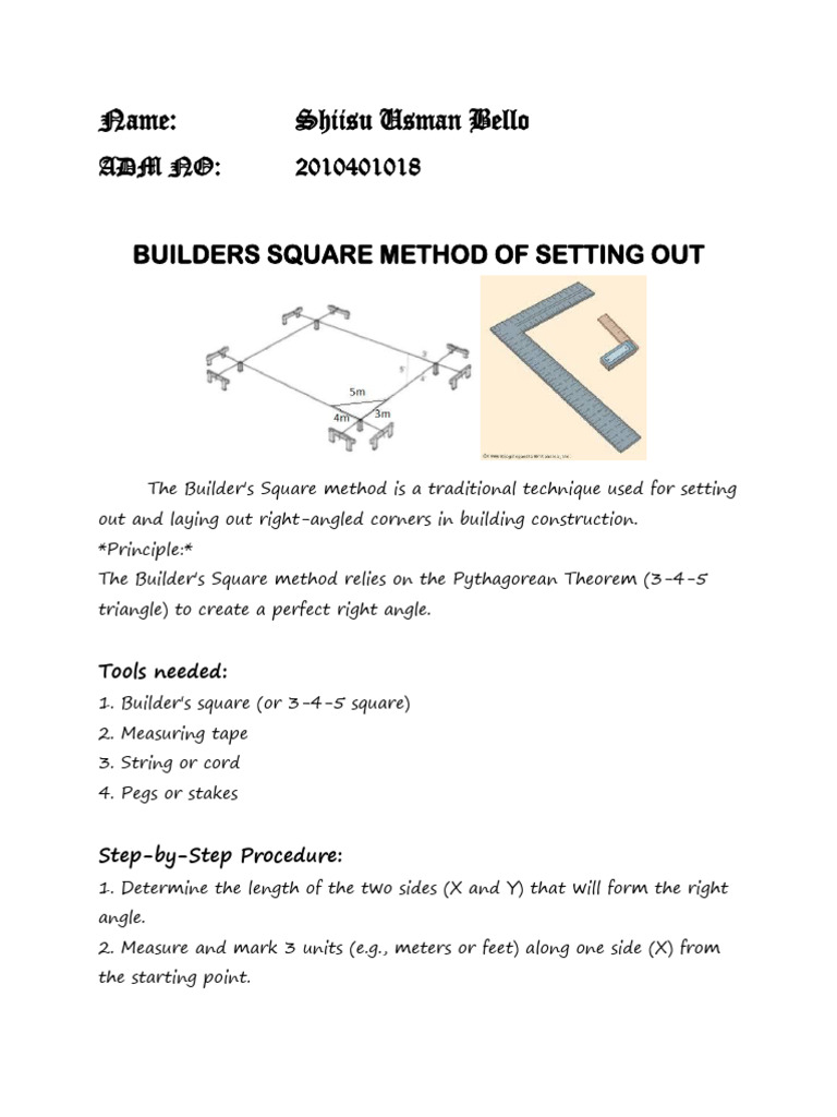 Builders Square Setting Out Method - 093522 | PDF