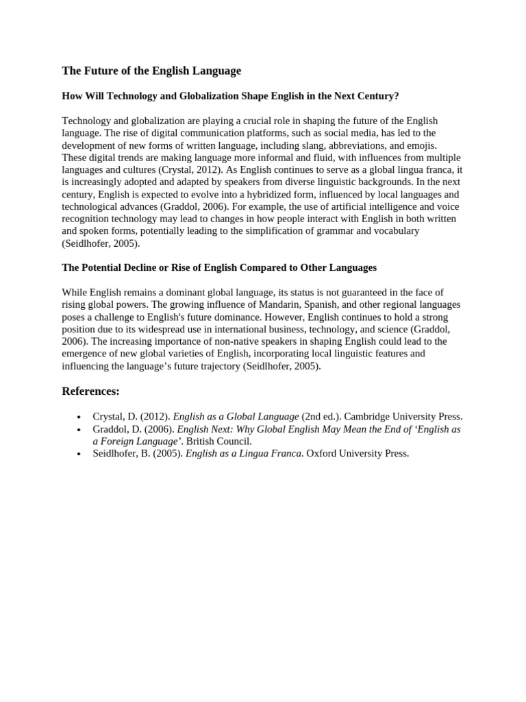 The Future of the English Language | PDF