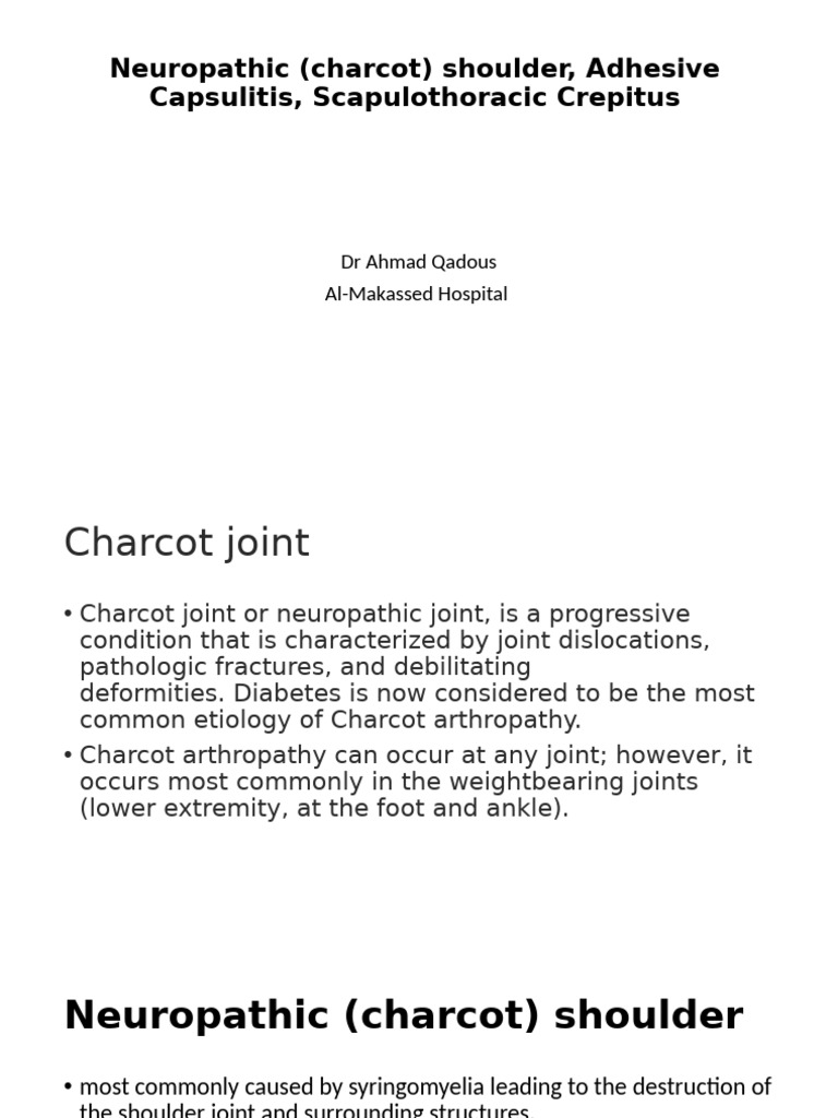 Neuropathic Shoulder & Adhesive Capsulitis | PDF | Clinical Medicine ...
