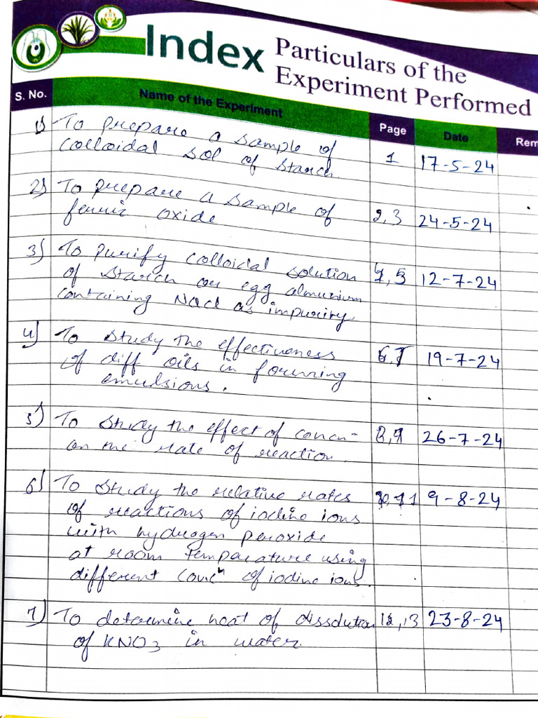 Experiment Dates Overview | PDF
