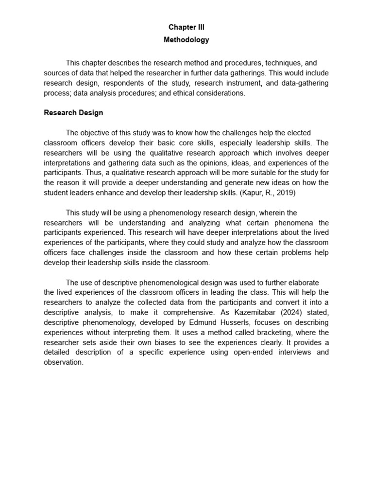 CHAPTER-3-METHODOLOGY | PDF | Methodology | Phenomenology (Philosophy)
