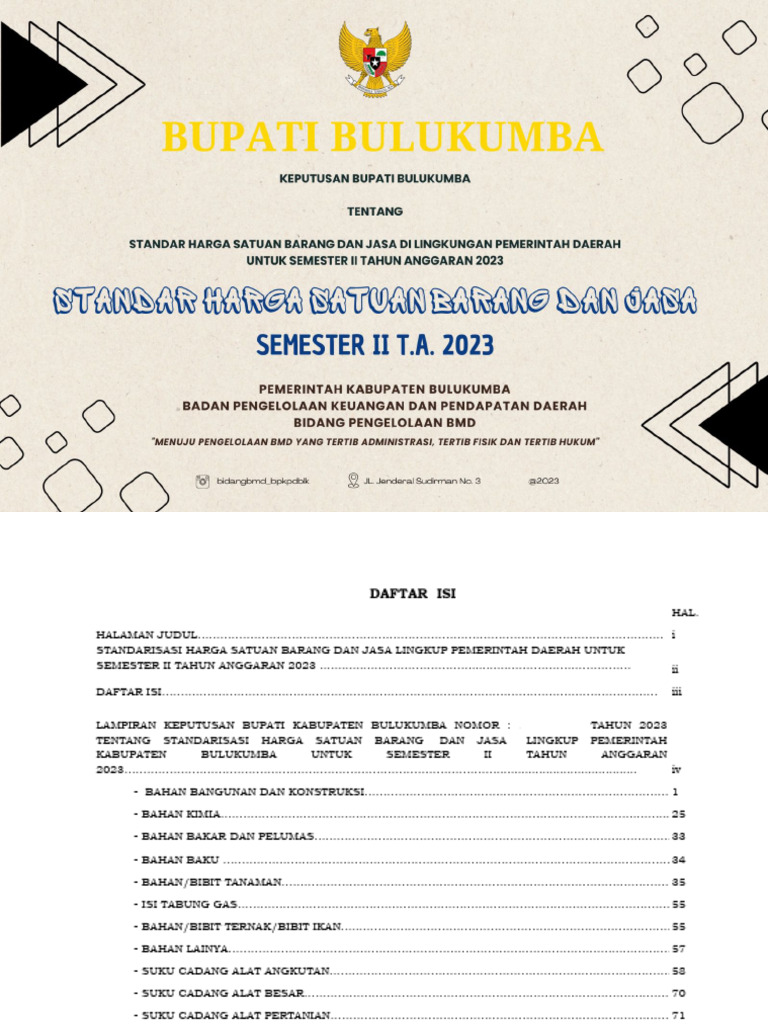 Standar Harga Satuan Barang Semester II Tahun 2023 (1) | PDF