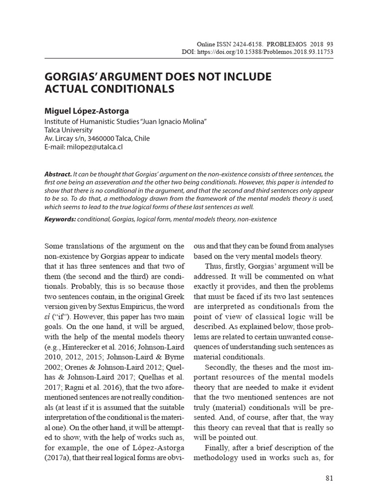 GORGIAS’ ARGUMENT DOES NOT INCLUDE | PDF | Logic | First Order Logic