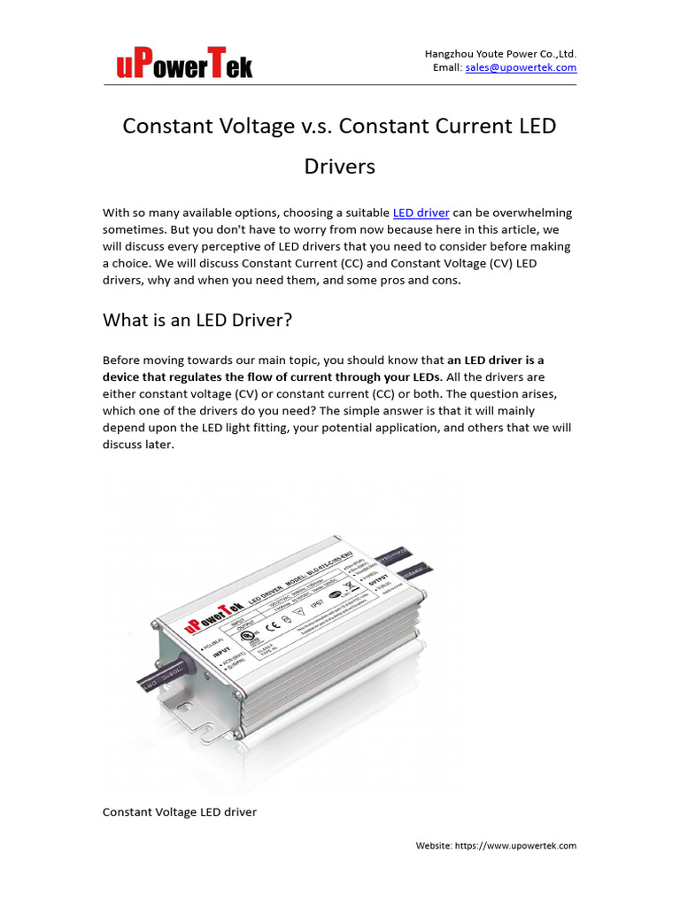 Constant Current vs. Constant Voltage LED Drivers | PDF | Light ...