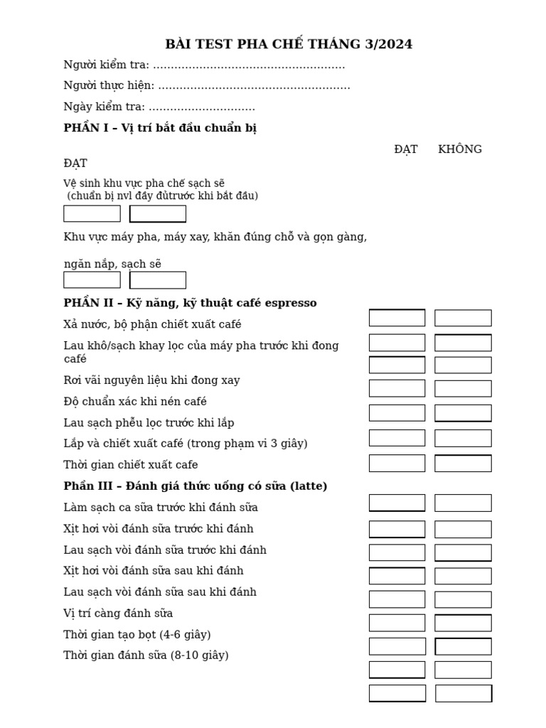 BÀI TEST PHA CHẾ | PDF
