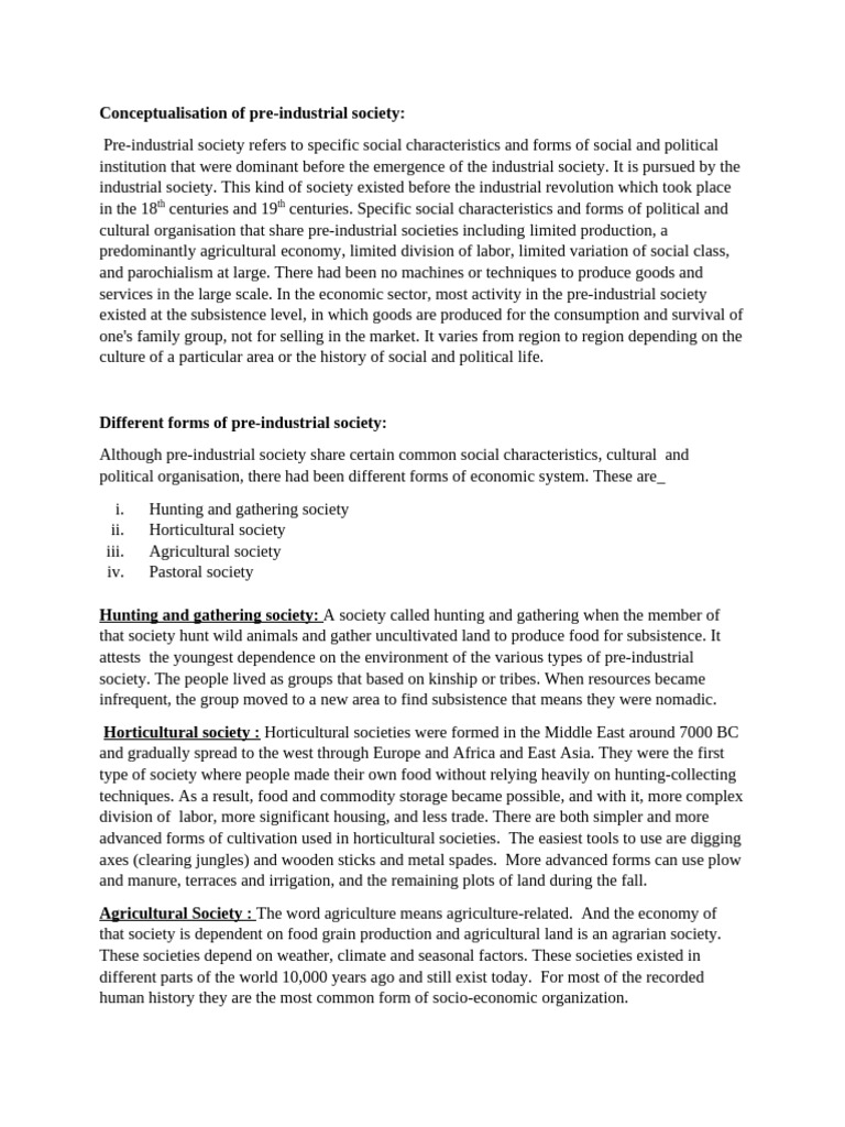 Overview of Pre-Industrial Societies | PDF | Society | Agriculture
