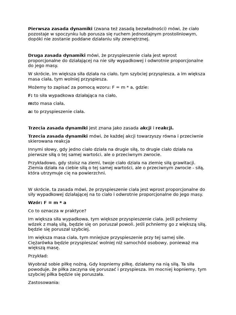 Powtórzenie Na Fizyke Kl7 Dział 2 | PDF