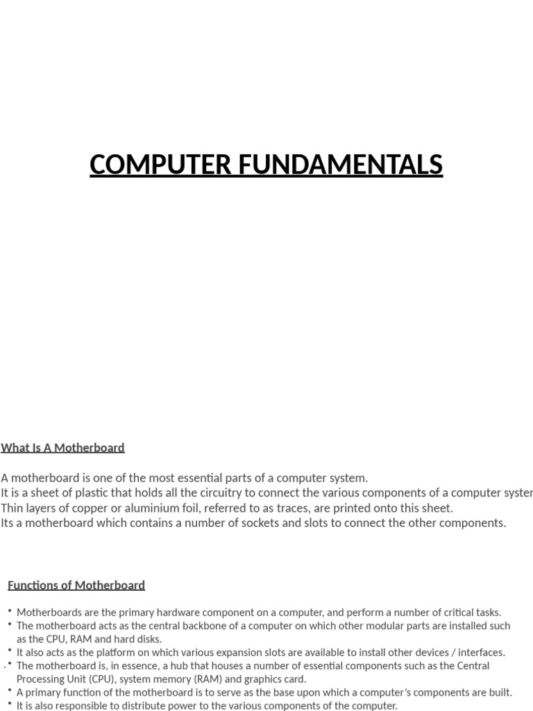 Computer Fundamentals | PDF | Random Access Memory | Computer Data Storage