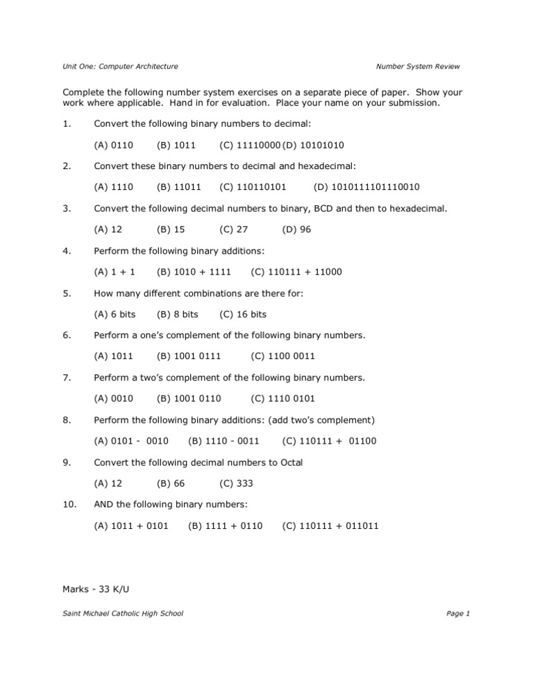 Number System Assignment | PDF