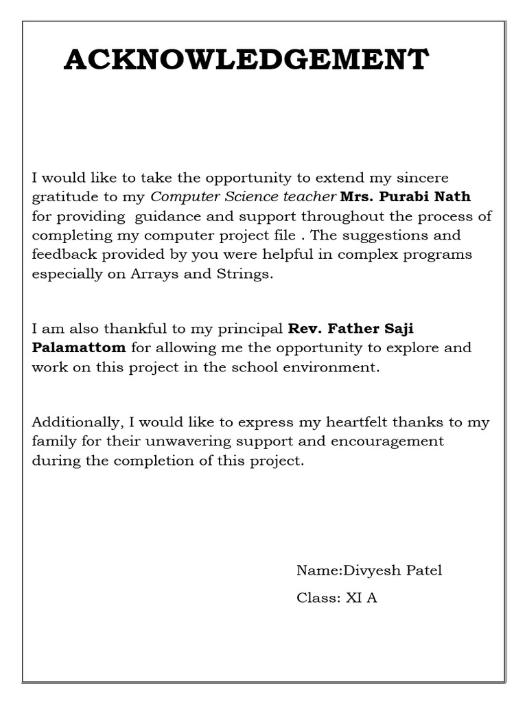 Acknowledgement 1 | PDF | Matrix (Mathematics) | Arithmetic