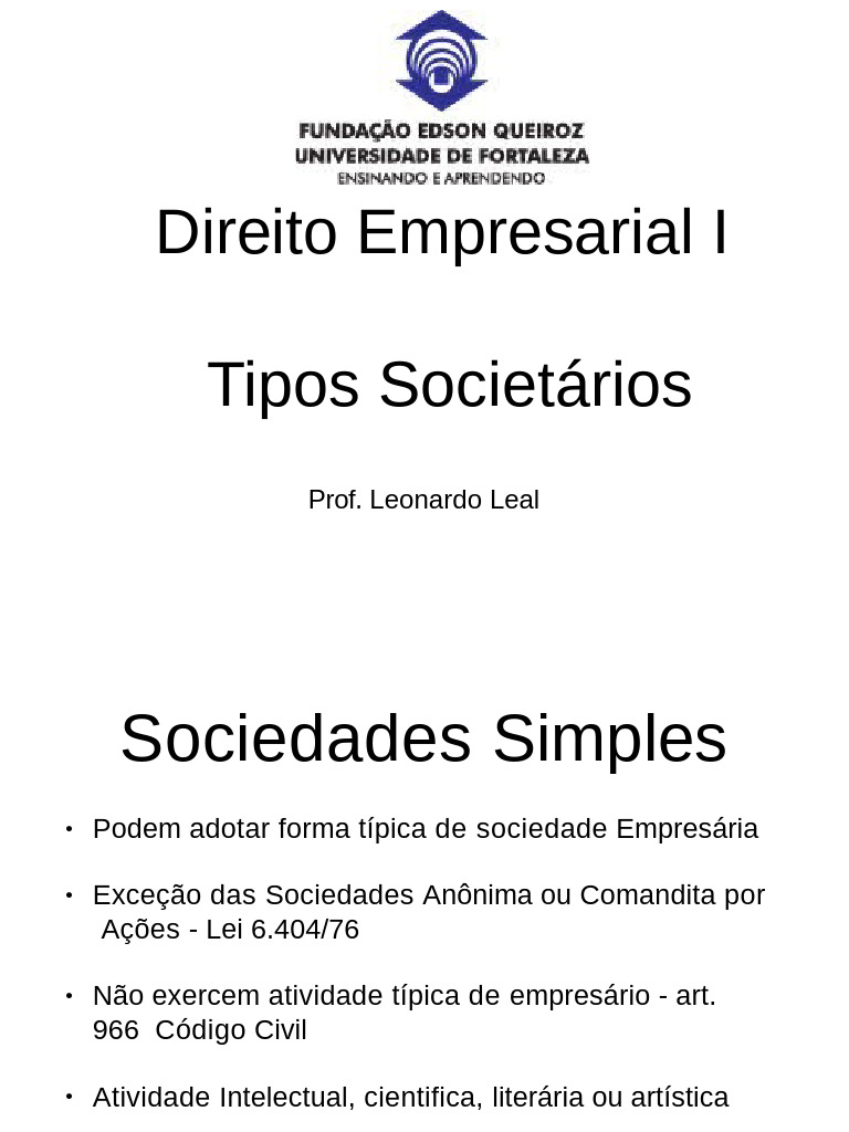 Sociedades Simples, Nome Coletivo e Comandita Simples | PDF | Companhia limitada | Cooperativa