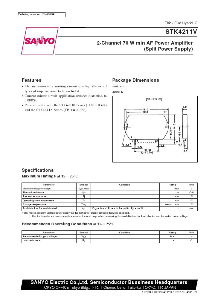 Datasheet 4211 | Power Supply | Amplifier